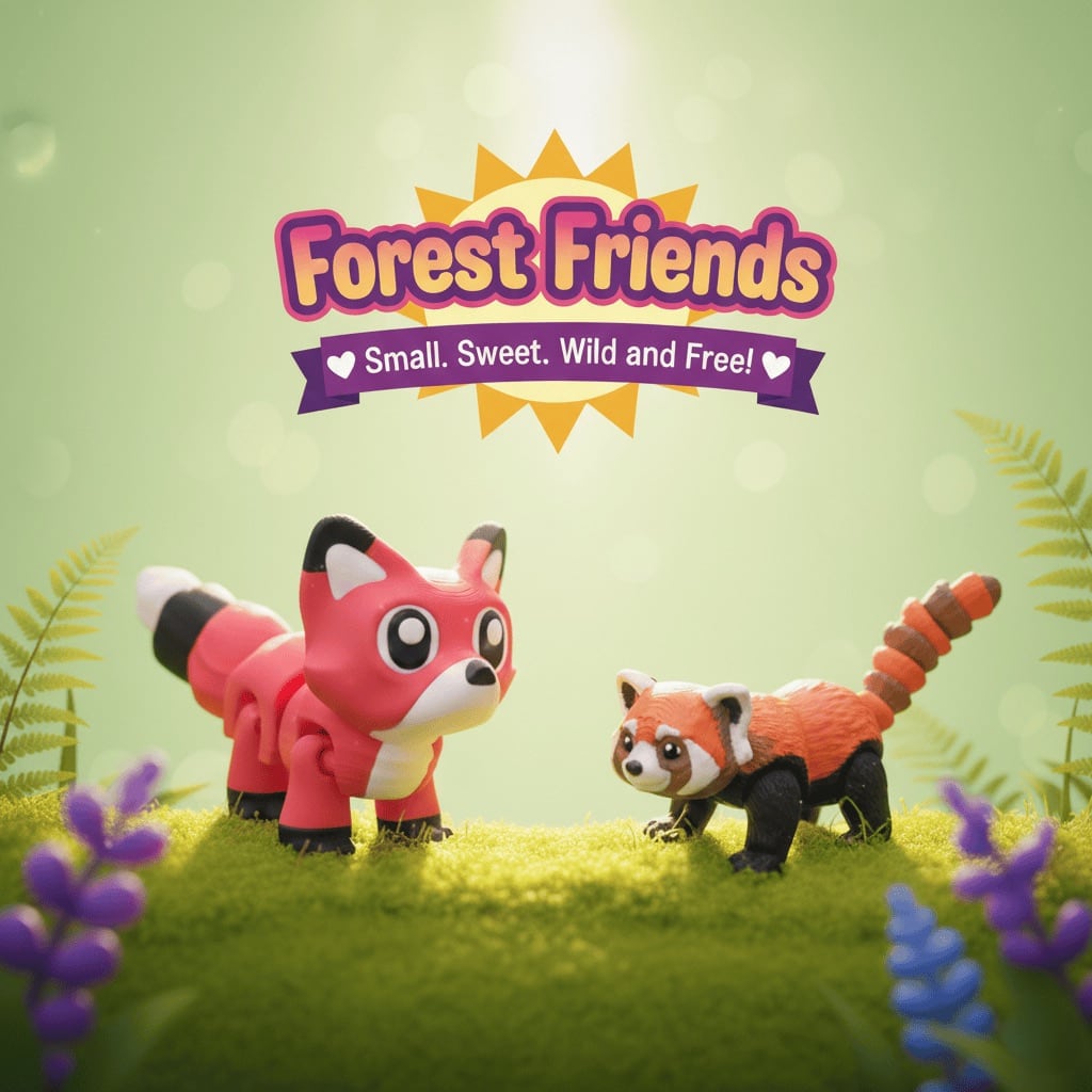 Forest Friends Duo | Fox & Red Panda Collectible | Wiggly Stuff